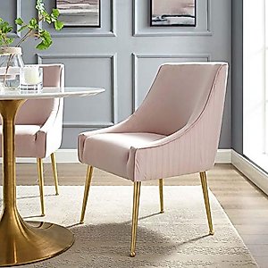 Modway Discern Pleated Back Upholstered Performance Velvet Dining Chair, Pink