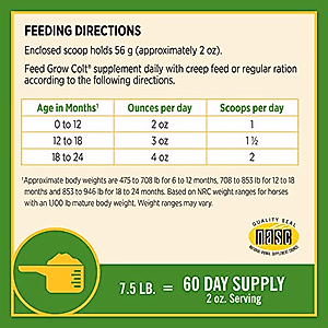 Farnam Grow Colt Supplement for Growth & Development, Supports Normal, consistent Growth in First Years of foal's Life, 7.5 lbs, 60 Day Supply