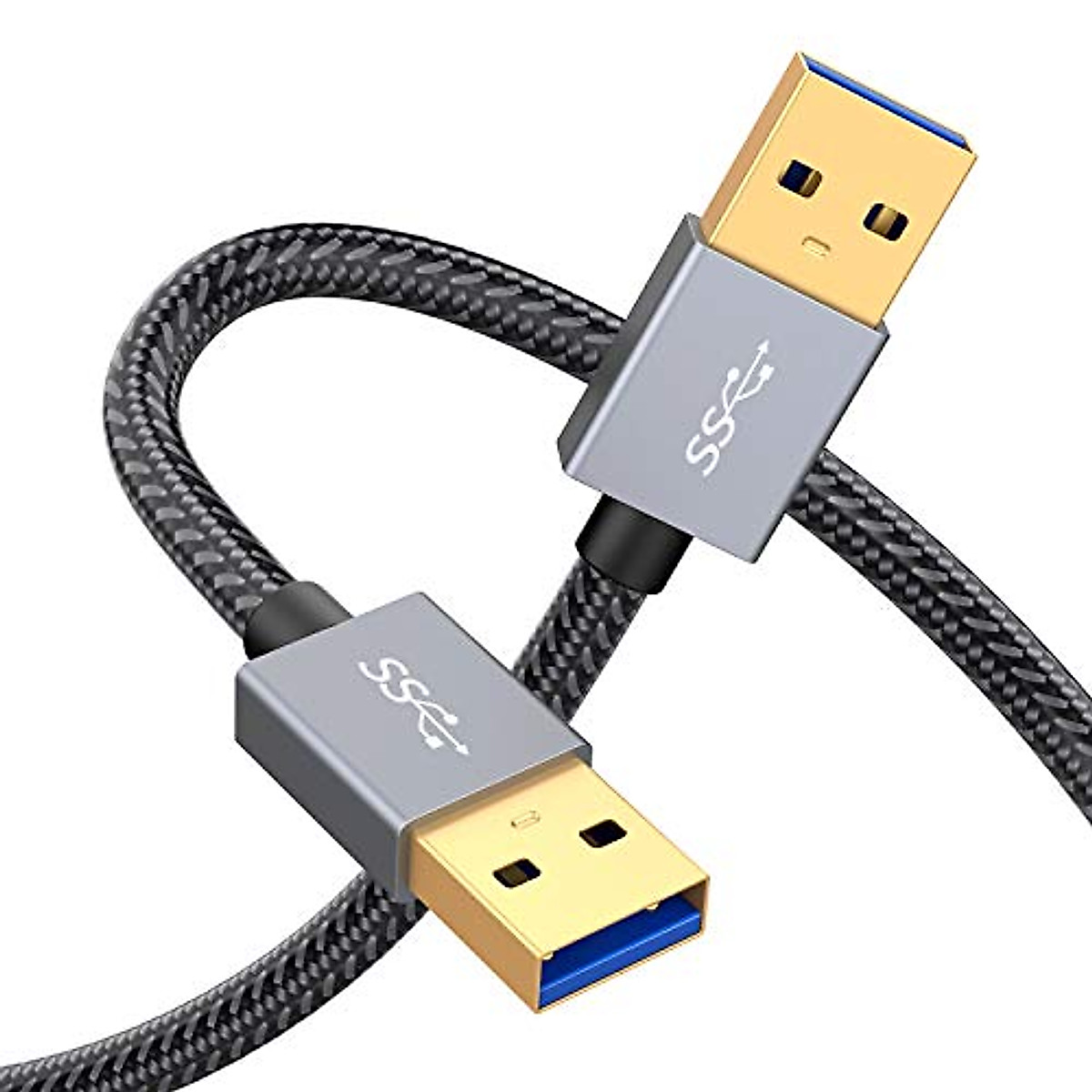 FXAVA USB to USB Cable, USB to USB Nylon Braided USB Male to Male for with Hard Drive Enclosures, DVD Player, Laptop Cool - 2FT