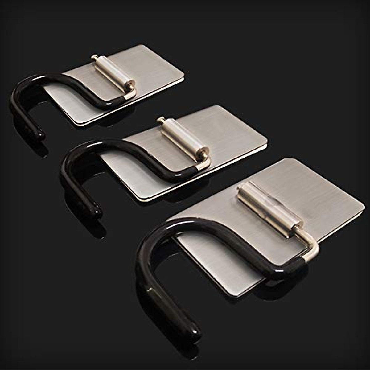 4Pcs Broom Mop Holder, Stainless Steel Heavy Duty ​S-Type Brooms Mops Cleaning Tools Hanger Wall Mounted Racks Holder for Kitchen Garage Bathroom​(Black)