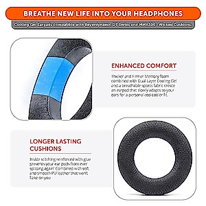 WC Freeze DT770 - Cooling Gel Ear Pads for Beyerdynamic DT770, DT990, DT880, MMX300, DT1770, DT1990 Headphones | Sport Fabric Exterior, Noise Isolation, Enhanced Foam, Cooler for Longer | Black