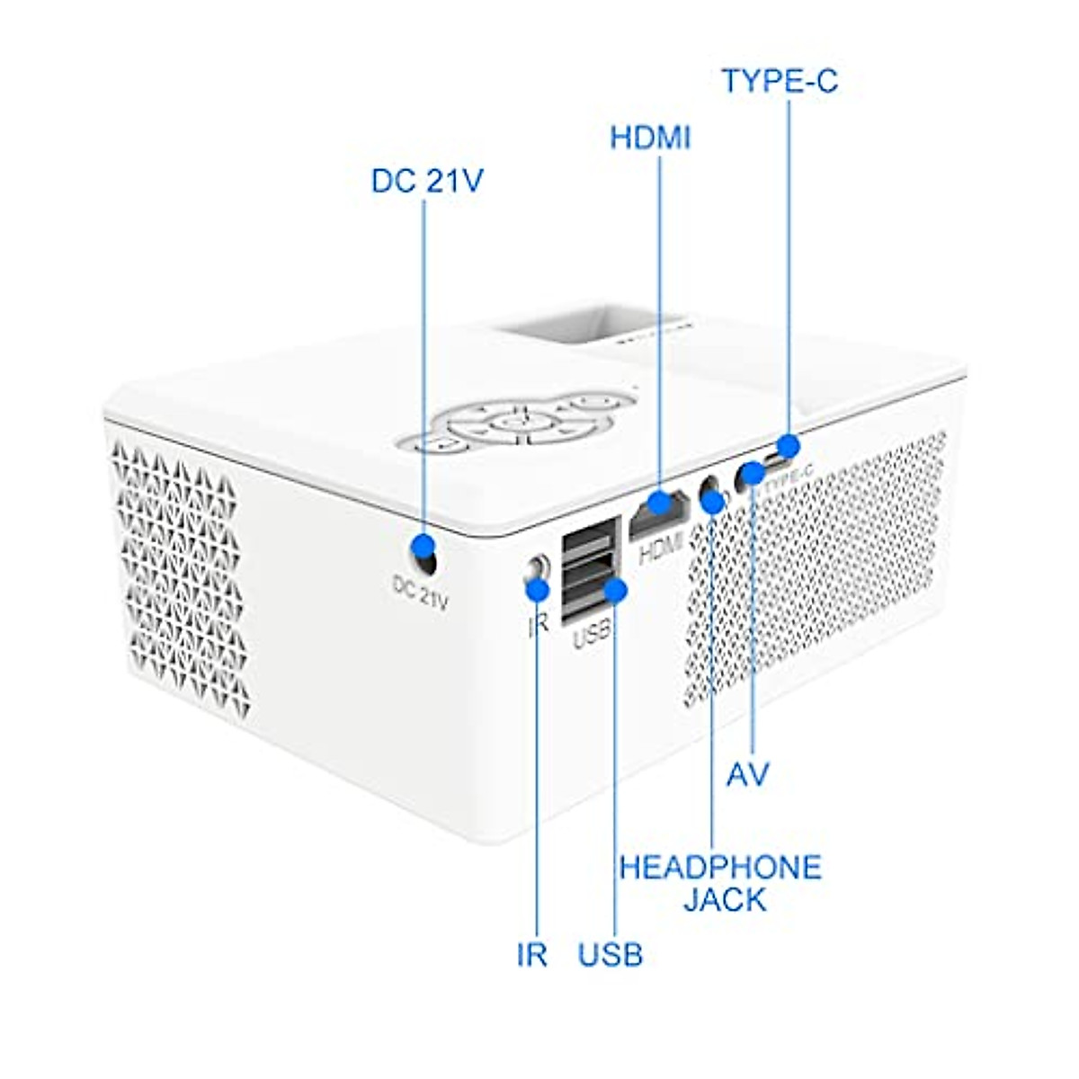 QFWCJ Portable Mini Projector PTY60 Support 1080P LED Home Theater Media Mobile Player Home Office Video Projector (Color : Black Mirroring, Size : 139 * 102 * 63mm)