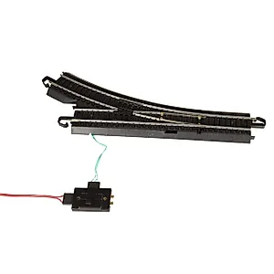 Bachmann Trains - Snap-Fit E-Z TRACK REMOTE TURNOUT - RIGHT (1/card) - STEEL ALLOY Rail With Black Roadbed - HO Scale