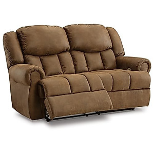 Signature Design by Ashley Boothbay Classic Faux Leather Power Power Reclining Loveseat with USB Ports, Dark Brown