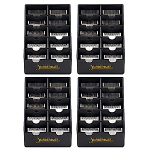 4 Pack BarberMate Blade Rack Storage Tray - Holds 10 Clipper Blades (Black)
