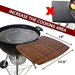 OLIGAI Grill Table for Weber Kettle Grill,Bamboo Charcoal Grill Table Shelf for 22 in Weber Mast Touch Grill,Upgrade Grill Side Table for 22" Weber Kettle Grill,Weber Master Touch Grill Accessories