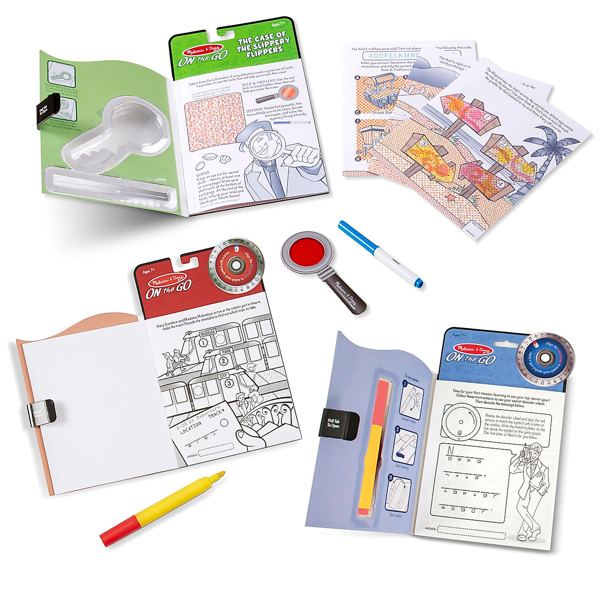 Melissa & Doug On the Go Secret Decoder Activity Books Set - 54 Games