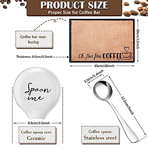 Skyley 3 Pieces Coffee Spoon Rest Rustic Bar Mat and Set Farmhouse Teaspoon Holder Station Ceramic Funny Tray Accessories Decor Rests, one size