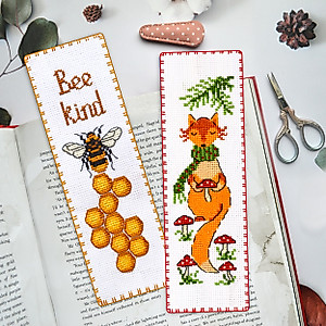 Povitrulya Mushroom Fox - Counted Cross Stitch Bookmark Kit - Handmade Gift