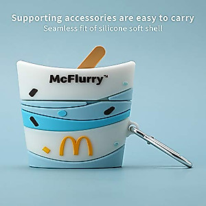 Bawposy Airpods Case, 3D Cartoon Soft Silicone Air pods Pro Fashion Funny Cover Design, Kawaii Fun Cool Keychain，for Fashion Girl Child Teen Boy Airpods Pro Case (McFlurry Pro)