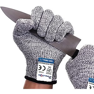 Dowellife Large Grey Protective Gloves with Cut Resistance, Machine Washable
