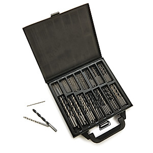 WOODRIVER 100-Piece Combo Brad Point and Twist Drill Bit Box