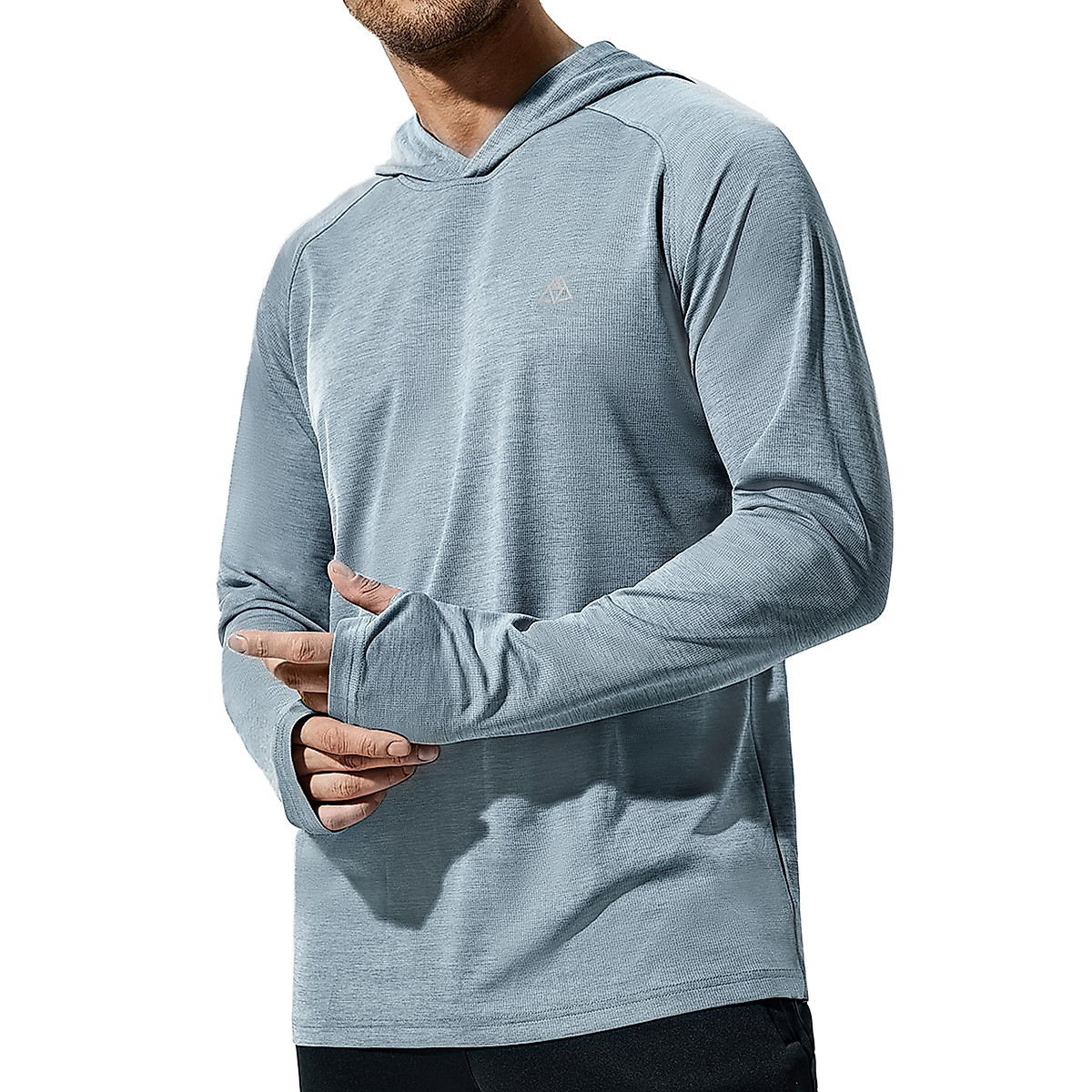 Haimont Men's UPF 50+ Sun Protection Hoodie Shirt Long Sleeve Rash Guard Fishing SPF Outdoor UV Shirt Lightweight, Haze Blue, XL