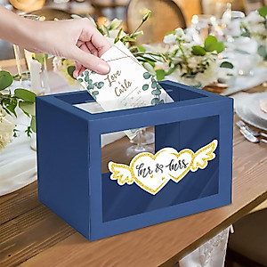 1 Pack Navy Blue Card Box for Party, Transparent Gift Cards Receiving Box Wedding Card Box Money Box for Birthday, Bridal or Baby Showers, Retirement, Anniversary, Graduation, Raffle Ticket Box
