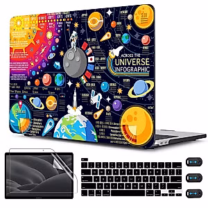 CISSOOK Compatible with MacBook Pro 13 inch Case 2023 2022 2021 2020 Release M2 Chip A2338 M1 A2251 A2289, Hard Shell Case+ Keyboard Cover for MacBook Pro 13 Inch with Touch Bar, Universe Space