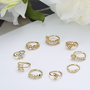 Drperfect 20G Stainless Steel Nose Ring Hoop for Women Men Paved CZ Butterfly Flower Heart Star Cross Cartilage Helix Tragus Earring Hoop Piercing for Nose Ear Silver Gold Rose Gold Black Plated