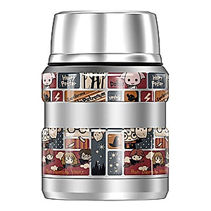 THERMOS Harry Potter Cute Chibi Pattern, STAINLESS KING Stainless Steel Food Jar with Folding Spoon, Vacuum insulated & Double Wall, 16oz