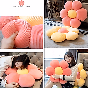 ELONEL flower pillow, flower shaped throw pillow butt cushion flower floor pillow, office seat cushion, tatami car cushion cute room decoration and living room sofa cushion (14.9inch, Cream)