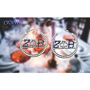 CENWA ZPB Rhinestone Drop Earring 1920 Greek Sorority Jewelry Gift for Finer Women(round- Earrings)