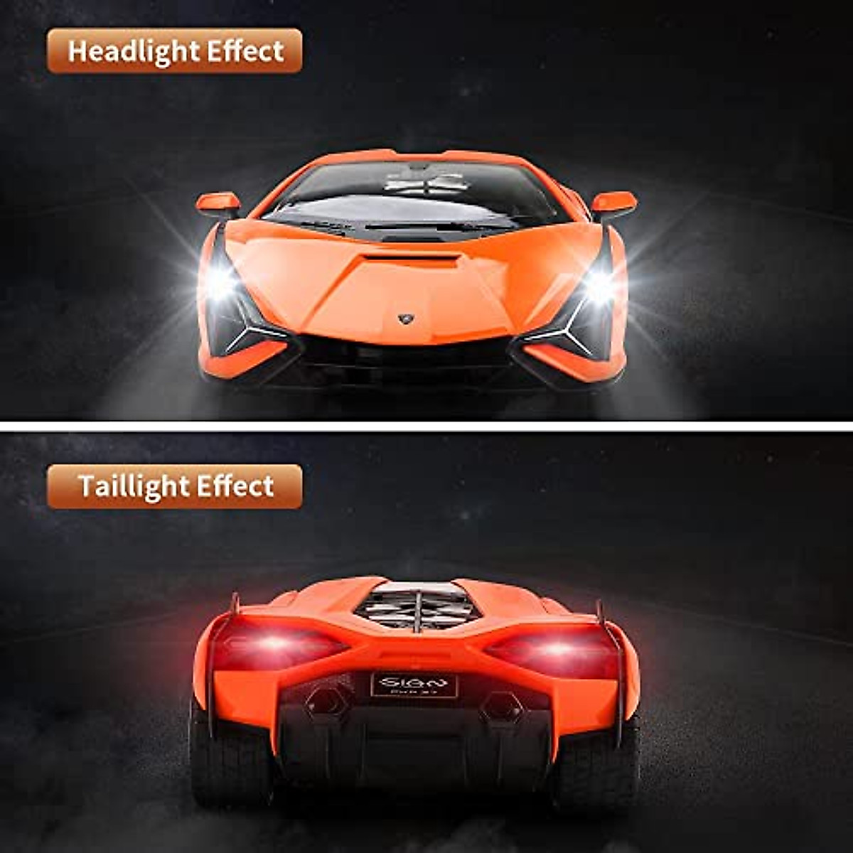 ZMZ Lamborghini Remote Control Car,1:14 Scale Lamborghini SIAN Toy Car Officially Licensed Fast Rc Cars with Open Door Led Light 2.4Ghz Model Car for Adults Boys Girls Birthday Ideas Gift(Orange)