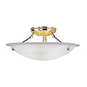 Livex Lighting 4274-02 Flush Mount with White Alabaster Glass Shades, Polished Brass