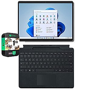 Microsoft 8PN 00001 Surface Pro 8 13" Touch Intel i5-1135G7 8GB/128GB Laptop - Platinum Bundle Surface Pro Signature Mechanical Keyboard, Black and 1 YR CPS Enhanced Protection Pack