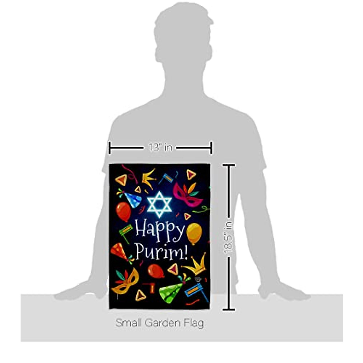 Ornament Collection Happy Purim Garden Flag Celebration House Decoration Banner Small Yard Gift Double-Sided, Made in USA