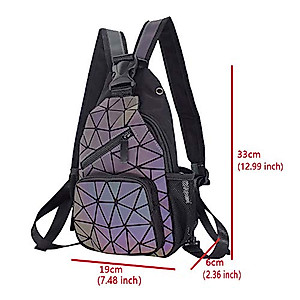 Geometric Luminous Purses and Handbags For Women Holographic Reflective Crossbody Bags Wallet Purse (Luminous Backpack B)