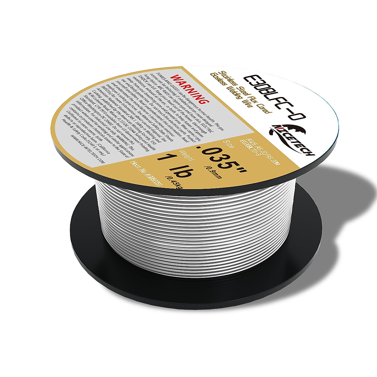 Gasless Flux Cored Welding Wire, Stainless Steel, E308LFC-O. 035-Diameter, 1 Pound Spool, Silver, Package of 1