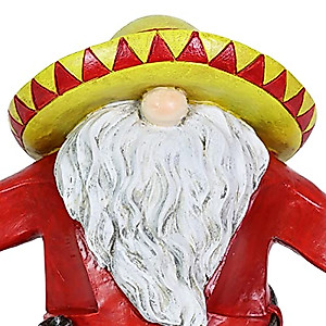 Exhart 2-Can Sombrero Gnome Statue, Durable Resin, Hand Painted Indoor Outdoor Décor, 9.5"x6"x8.5"