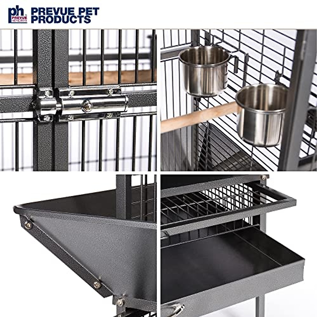 Prevue Pet Products Parrot Playtop Manor Bird Cage with Movable Stand and Activity Play Top for Large Birds