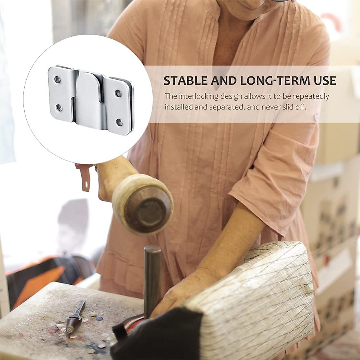 Angoily 15 Pairs Frame Hanger Picture Frame Backing Clips Interlocking Photo Frame Hook Mirror Brackets Interlocking Hooks Mirror Mount Keyhole Bracket Back Clip French Stainless Steel