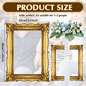 Beeveer Upgraded 32 x 24 Inch Large Photo Booth Props Picture Frame Vintage Photo Frame Friends Selfie Props for Wedding Mexico Birthday Bachelorette Party Supplies(Gold Style)