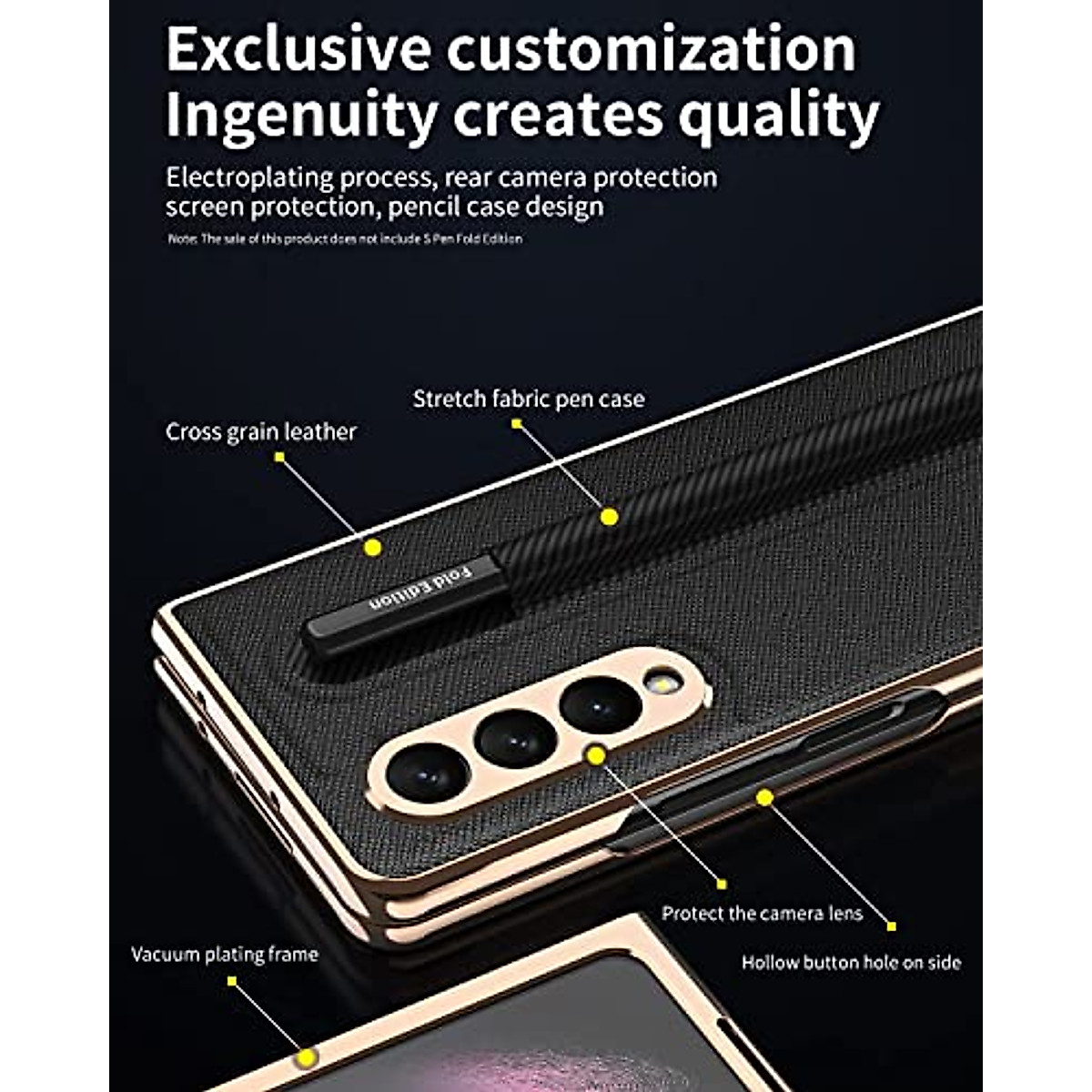Gross Grain Case for Samsung Galaxy Z Fold 3 5G 2021 Plating Luxury Ultra Slim Hybrid with S Pen Slot Cover Anti-Fingerprint Dustproof Shockproof Compatible with Samsung Galaxy Z Fold 3(Purple)