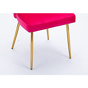 ZOBIDO Set of 2 Accent Chair Glam Velvet Dining Room Side Chair with Golden Metal Legs Tufted Back Accent Chair for Home Living Room/Bedroom/Beauty Room/Dining Room (Rose red)