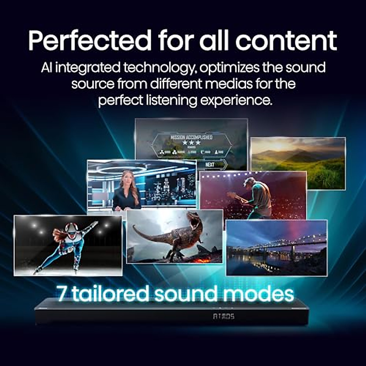 Hisense AX5125H 5.1.2Ch Sound Bar with Wireless Subwoofer, 500W, Dolby Atmos, Bluetooth 5.3, EzPlay, 4K HDMI Pass Through, Roku TV Ready, DTS:X, HDMI/AUX/ARC/Optical/USB, 7 EQ Modes