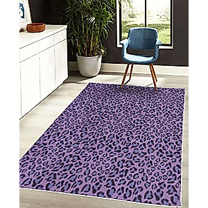 Lunarable Animal Print Decorative Rug, Leopard Skin Wildlife Safari Design Creative Contemporary Art, Quality Carpet for Bedroom Dorm and Living Room, 4' X 5' 5", Lavender