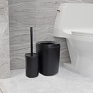 Bathroom Accessories Bath Set of 6 Complete, Toothbrush Holder, Soap Dispenser, Garbage Trash Can, Soap Dish, Toothbrush Cup and Toilet Brush Holder, Black