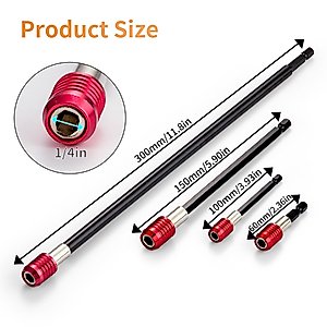 OAOJUBR Drill Bit Extension, 1/4 Magnetic Extension Set, High-Precision with Magnetic Bit Holder, 4 Pcs Multi-Function Impact Drill Bit Holder and Drill Extension