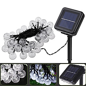 Christmas Decoration Light String- 6M 40LED Crystal Ball Solar String Lights Christmas Fairy Garden Lights for Outdoor Home Lawn Patio Party and Holiday Decorations (White Light)