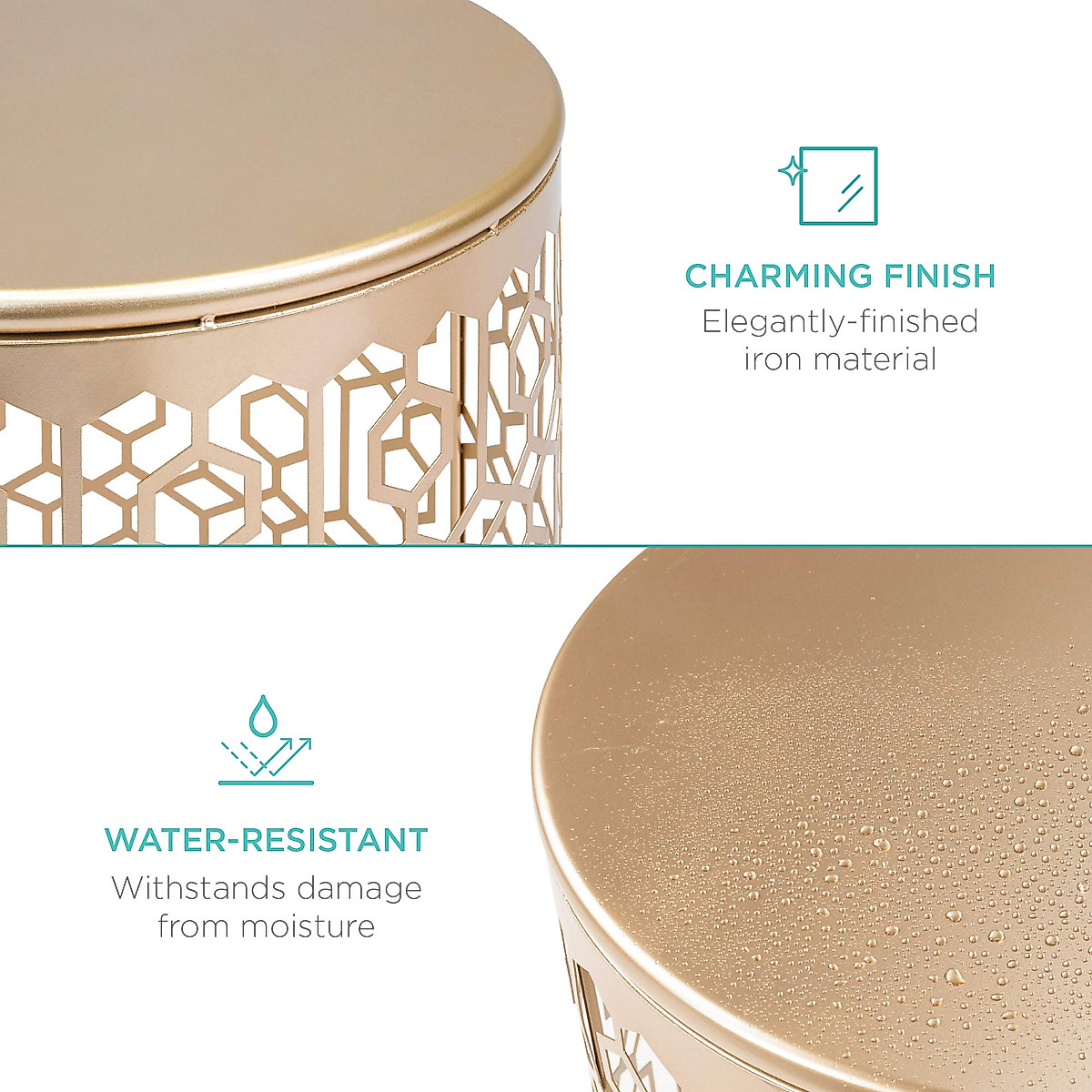 Best Choice Products Metal Accent Table, Set of 2 Decorative Round End Tables Nightstands, Coffee Side Tables for Living Room Bedroom Office, Nesting - Gold