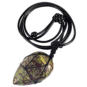 Nupuyai Bullet Teardrop Stone Pendant Healing Crystal Point Necklace for Women Men, Dragon Blood Stone