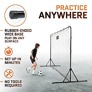 Soccer Rebounder Net Feet Practice Soccer Training Equipment | Portable, Easy Assembly, Steel Frame | Perfect for Practicing Backyard Volley, Solo Training,Kickback, Passing, Pitchback (12x6 Feet)
