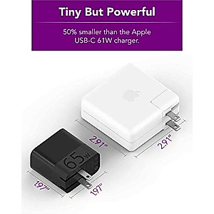 ZMI zPower Turbo 65W USB-C PD Laptop Charger Power Adapter Compatible with Laptops Chargeable via USB-C (Not Compatible with Legacy Models with Barrel Charging Ports) - Black