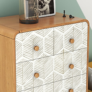 Modern Peel and Stick Wallpaper 17.3''×78.8'' Self Adhesive Wallpaper Boho Contact Paper Beige and White Geometric Wallpaper Removable Decorative Wallpaper for Bedroom Bathroom Cabinets Decor Vinyl