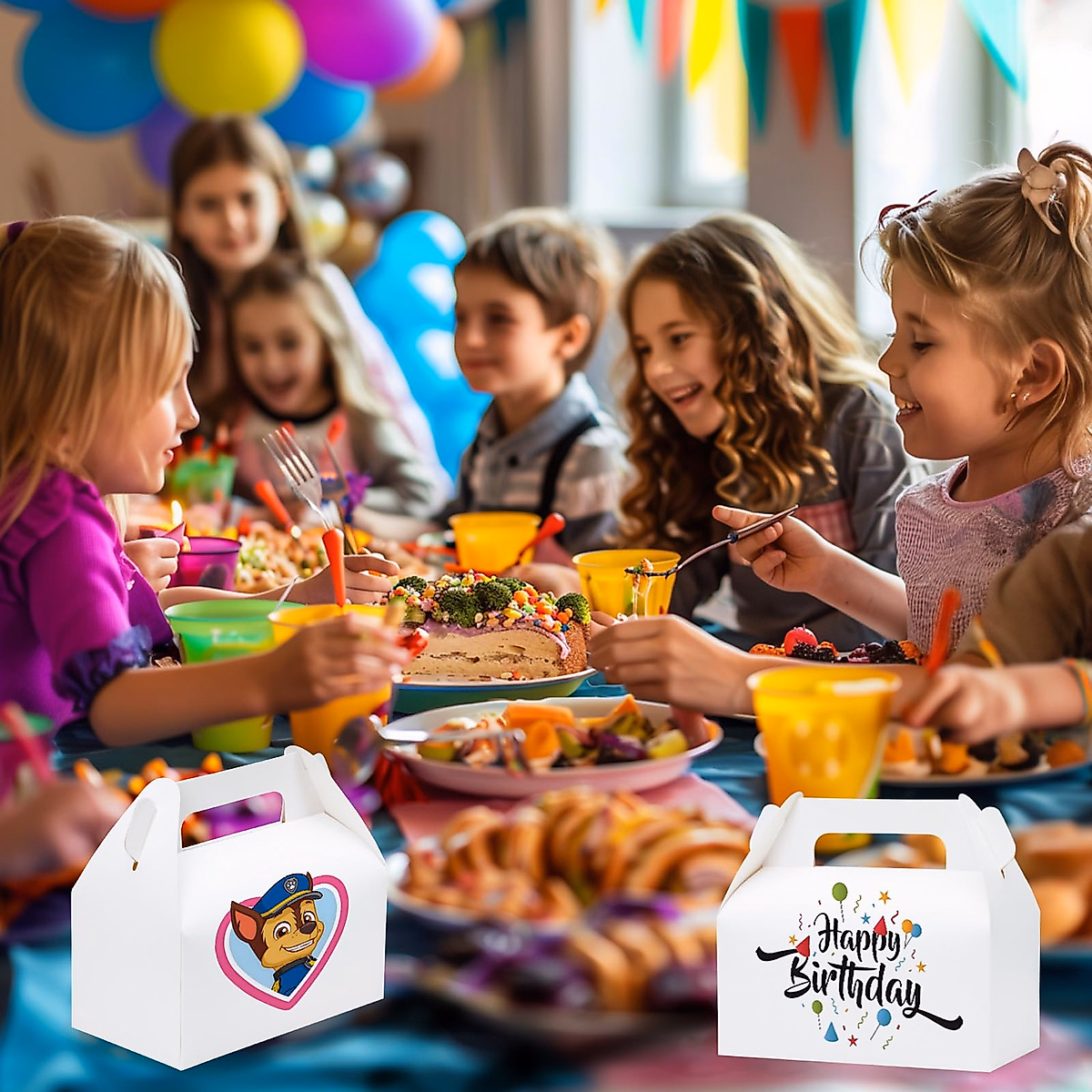 UnicoPak 30 Pcs White Gable Treat Boxes Party Favor Boxes Goodie Gift Boxes for Snacks Cookie Candy Toys Birthday Party Wedding Shower Holidays 6.5x3.5x4 Inches