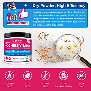 Probiotics for Dogs Powder, 6 Billion CFUs, Freeze Dried Dog Probiotics with Prebiotics and Digestive Enzymes, Vitamins and Omega 3, Allergy Itch Relief, Reduce Diarrhea, Gas