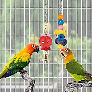 Bird Parakeet Toys,Swing Hanging Standing Chewing Toy Hammock Climbing Ladder Bird Cage Colorful Toys Suitable for Budgerigar, Parakeet, Conure, Cockatiel, Mynah, Love Birds, Finches