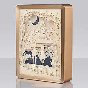 WOMHOPE Valentine's Day Gift 3D Papercut Light Boxes Frame Night Lights Paper Sculptures Night Lamp of Creative Shadow Paintings (Hand in hand)