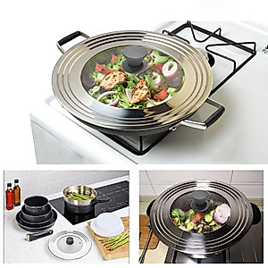 WishDirect Universal Lid for Pots Pans and Skillets - One Lid Fits All 8.25-12 Inch Pots Frying Pans Skillets Woks, Replacement Pot Lid with Upgraded Heavy Duty Heat Resistant Silicone Handle, Gray